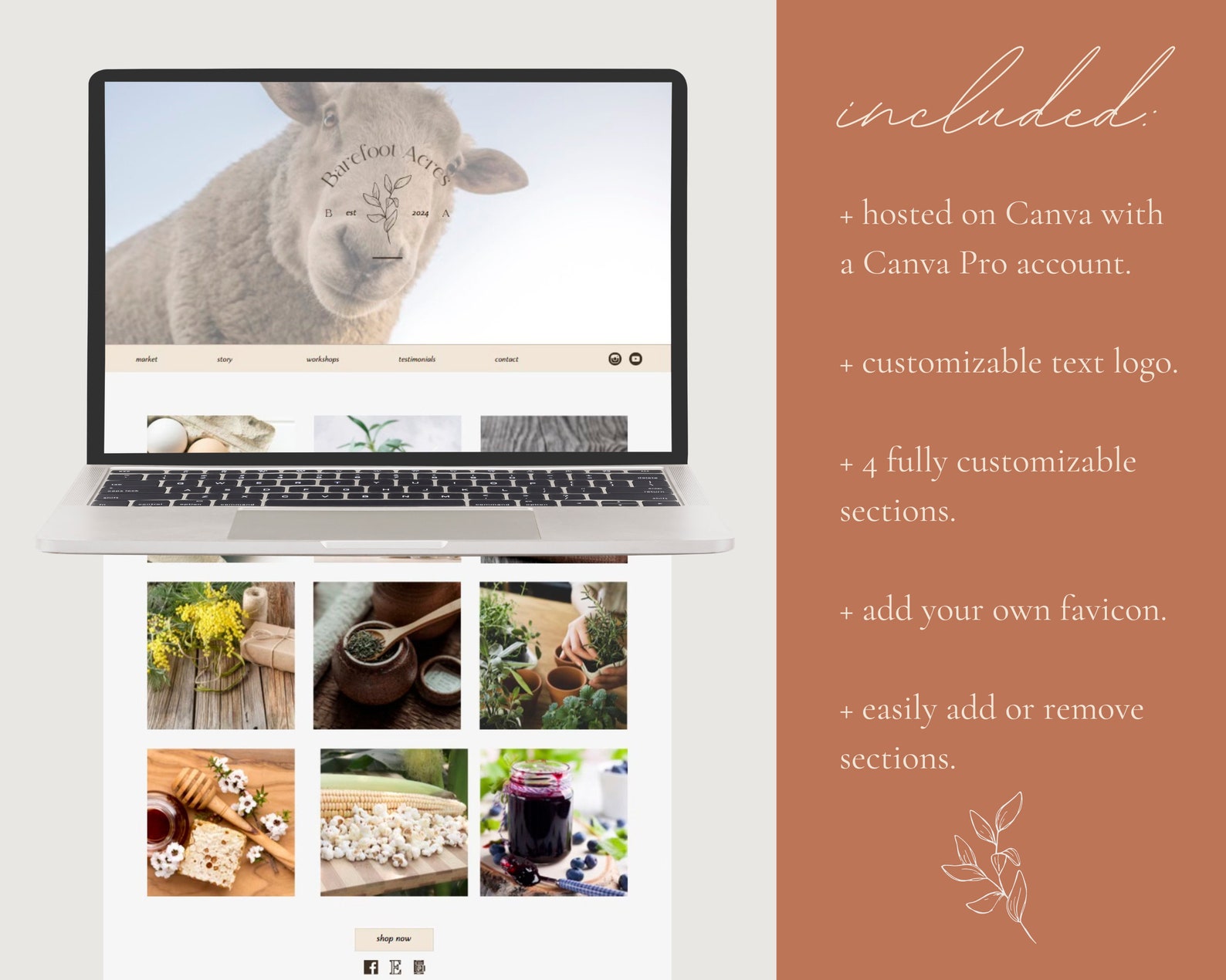 Minimalist Farm Website Template | Canva Website Template | Homestead ...