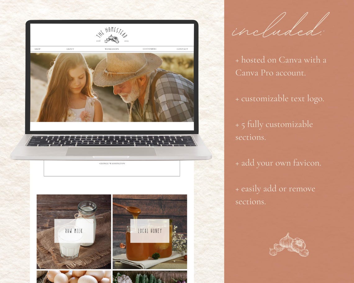 Homestead Website Template | Canva Website Template | Farm Templates ...