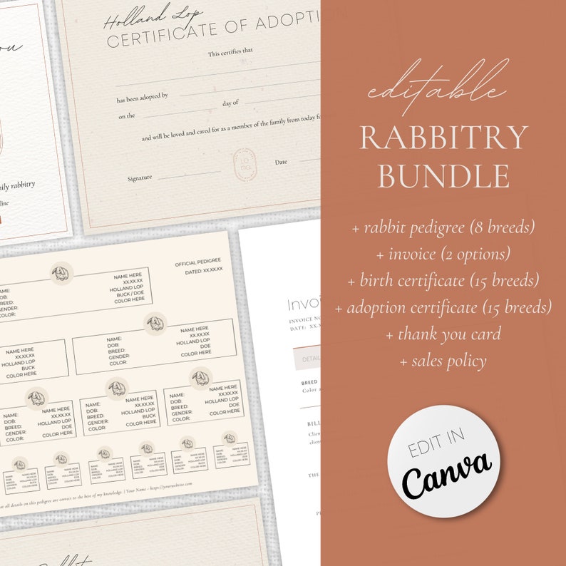 Editable Rabbitry Templates | Rabbitry Document Bundle | Aesthetic Farm ...