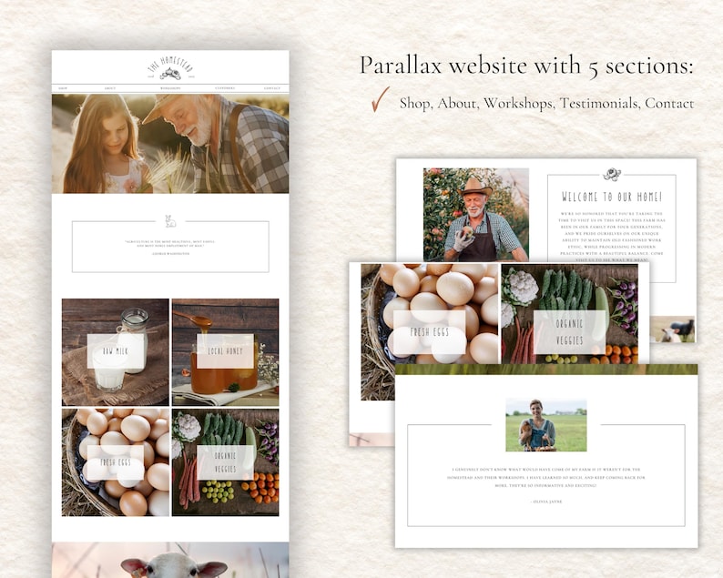 Homestead Website Template | Canva Website Template | Farm Templates ...