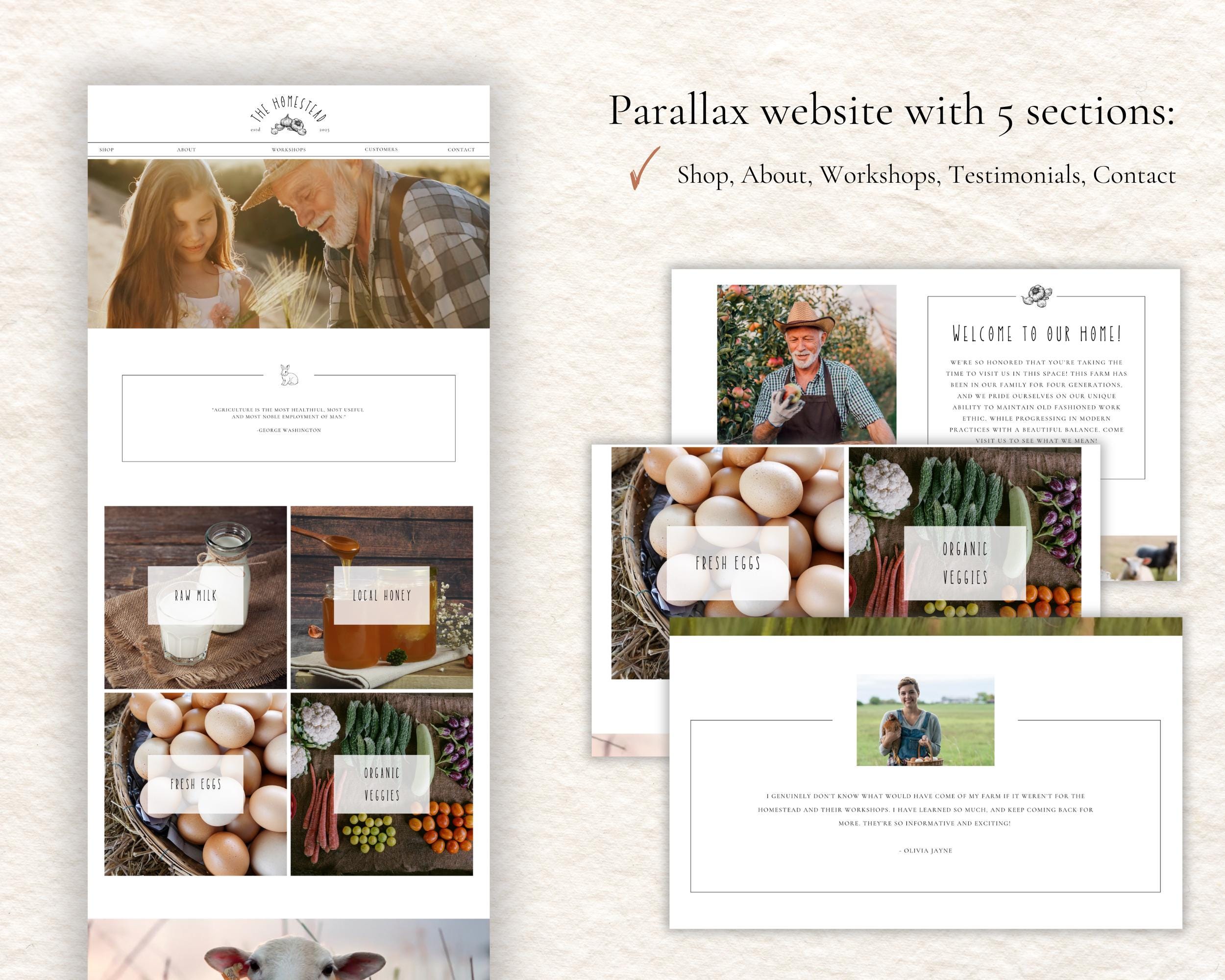 Homestead Website Template | Canva Website Template | Farm Templates ...