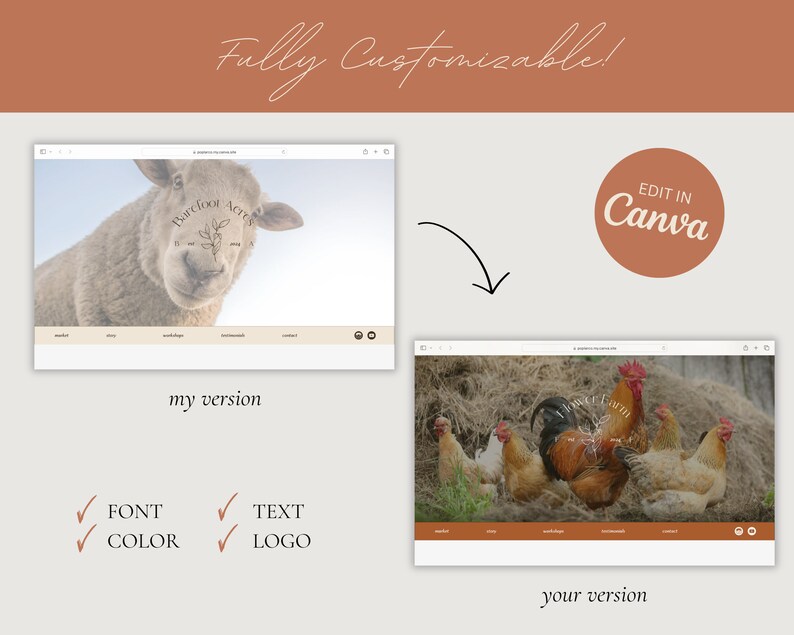 Minimalist Farm Website Template | Canva Website Template | Homestead ...