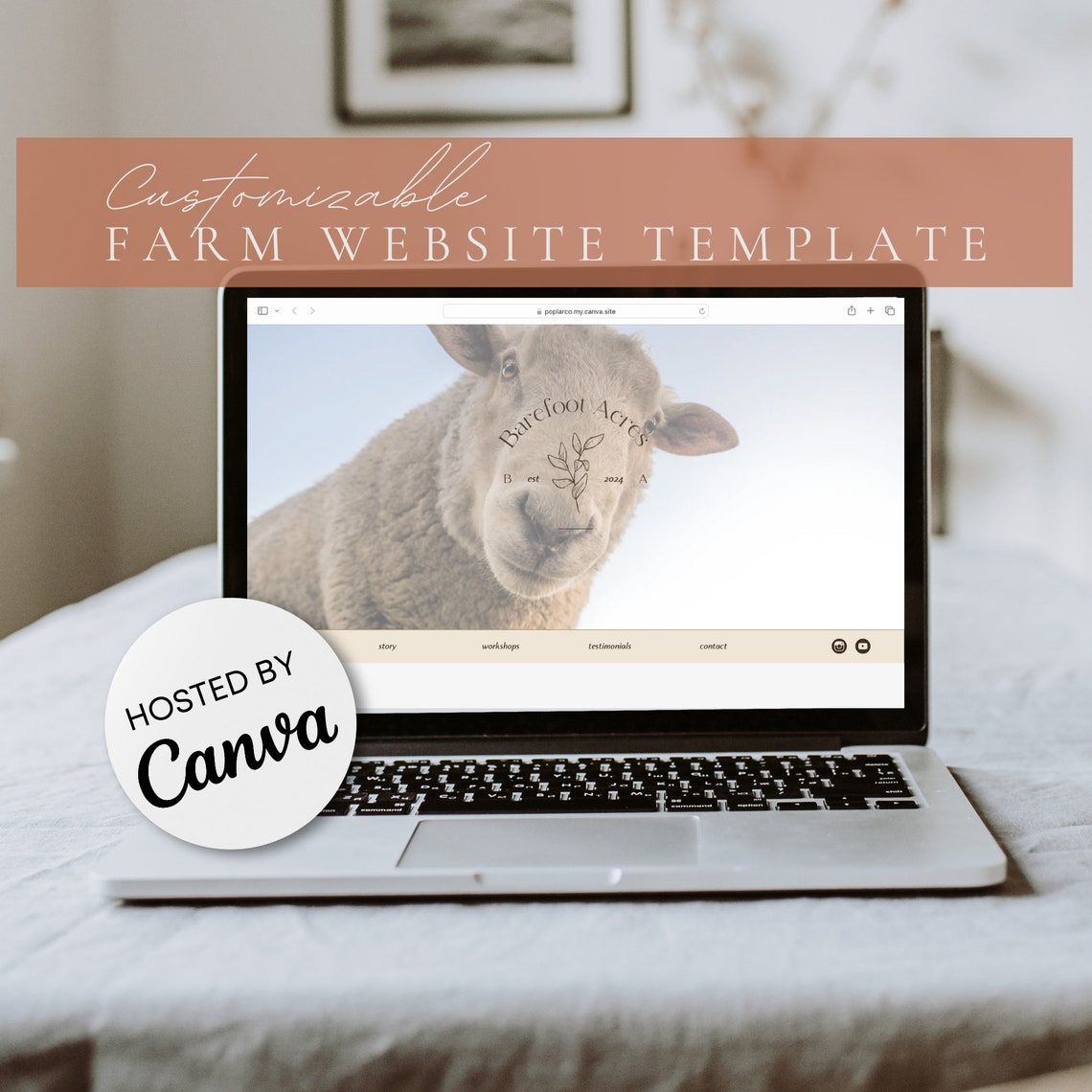 Minimalist Farm Website Template | Canva Website Template | Homestead ...