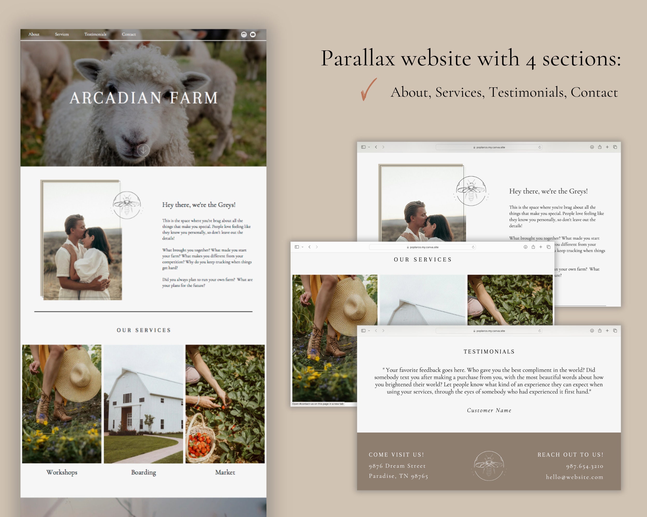 Aesthetic Farm Website Template | Canva Website Template | Homestead ...