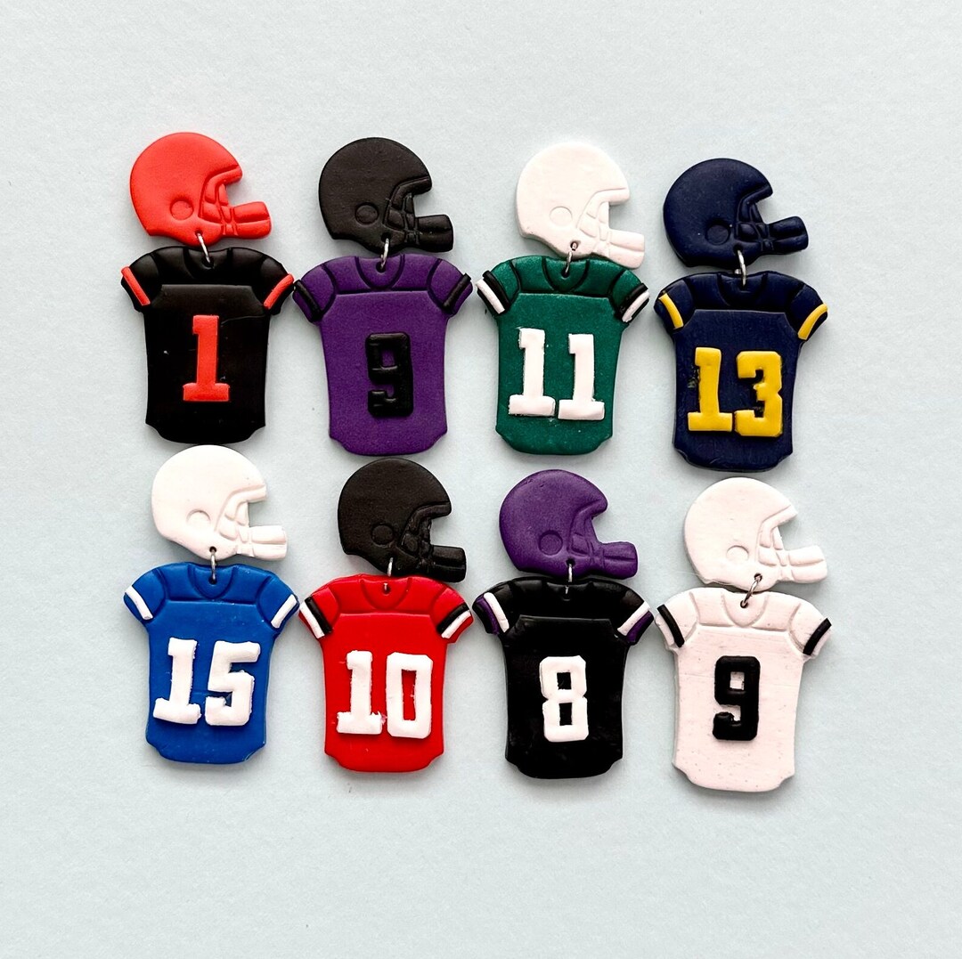 Personalized Football Earrings / Custom Clay Football Earrings - Etsy