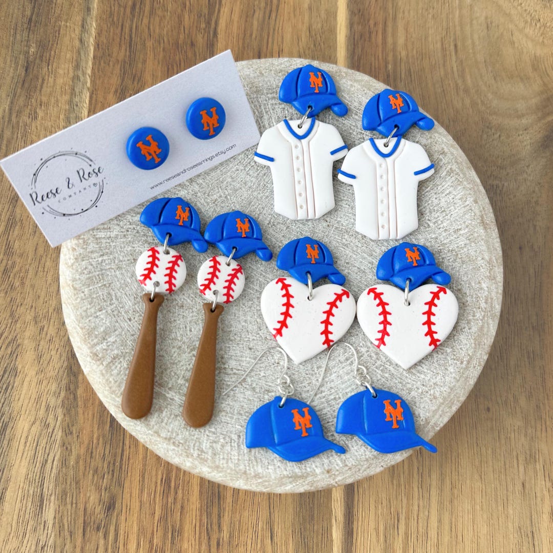New York Mets Baseball Earrings / Custom Personalized Polymer Clay MLB ...