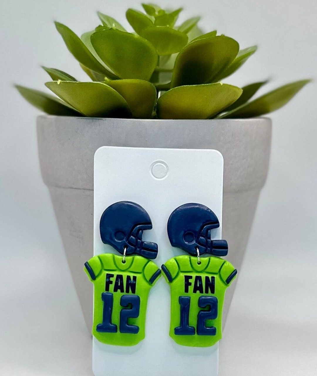 Personalized Seattle Seahawks Fan Jersey Earrings / Custom Clay ...
