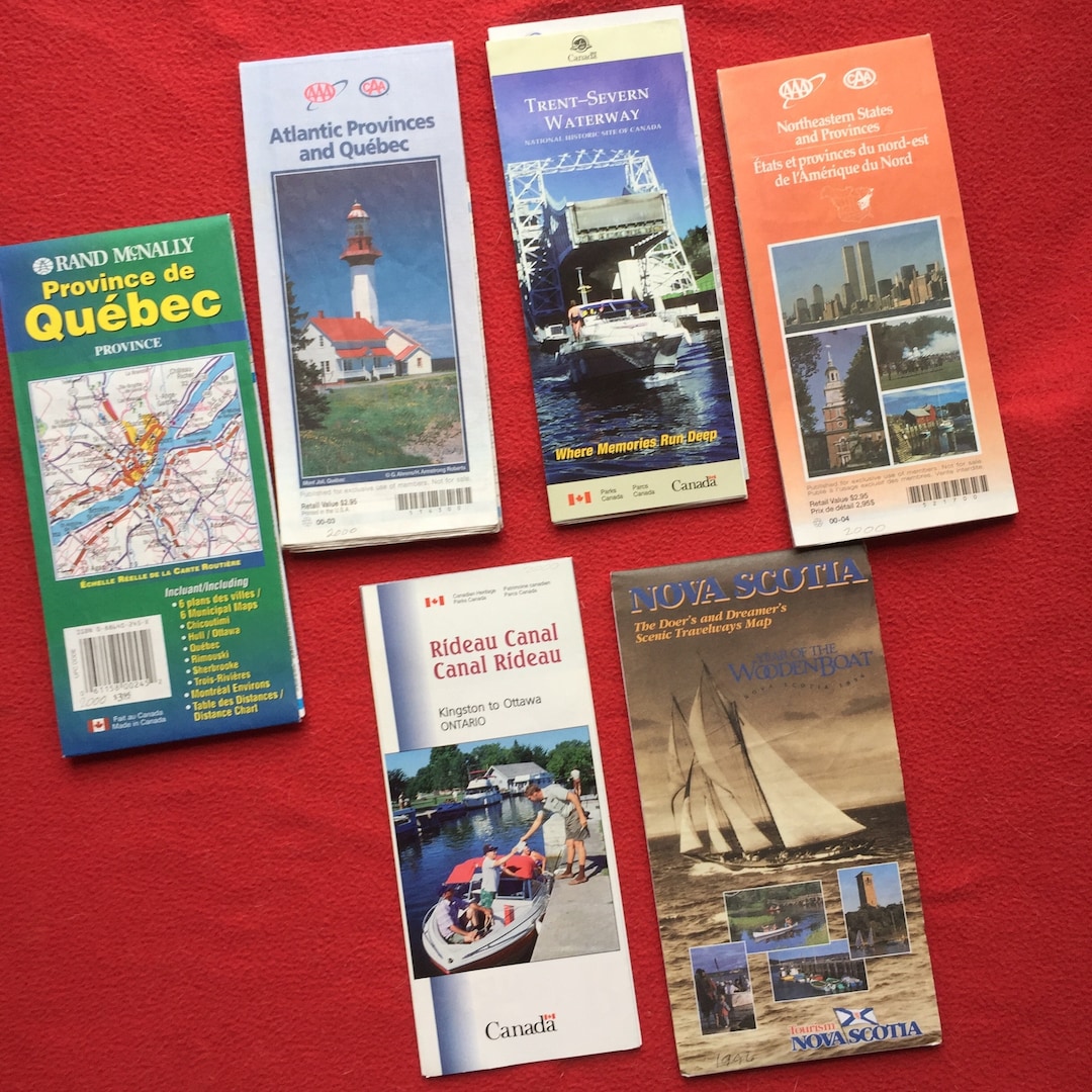 Vintage Canada Travel Maps, 1990s, Quebec, Atlantic Provinces, Ontario ...