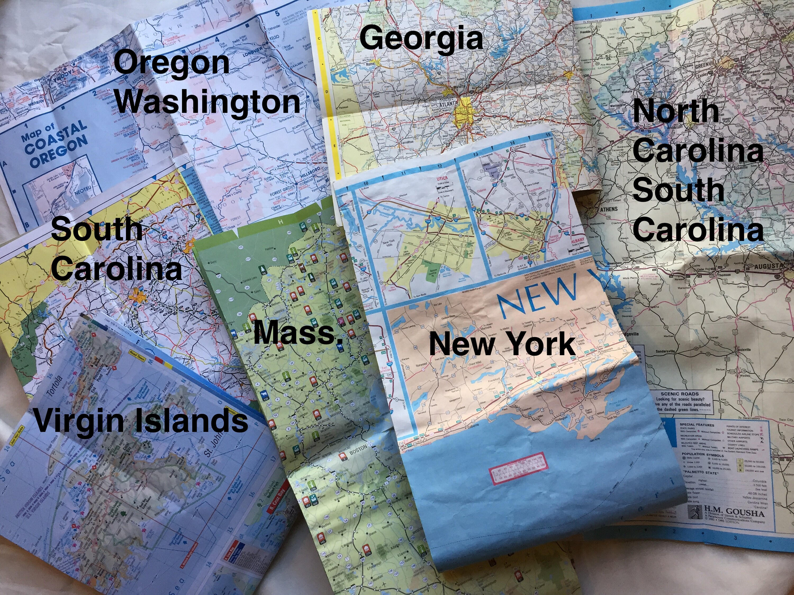 Vtg Maps 90s US States Territories Oregon Georgia Washington NY North ...