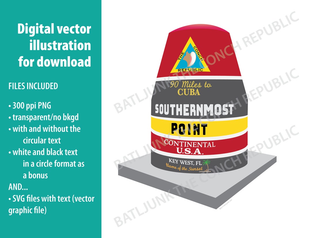 Key West Southernmost Point Illustration: Printable PNG SVG Files ...