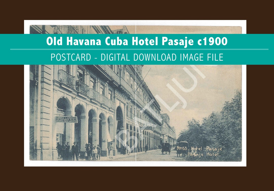 1900 Havana Cuba Hotel Pasaje Circa 1900 Street Scene Postcard Image ...