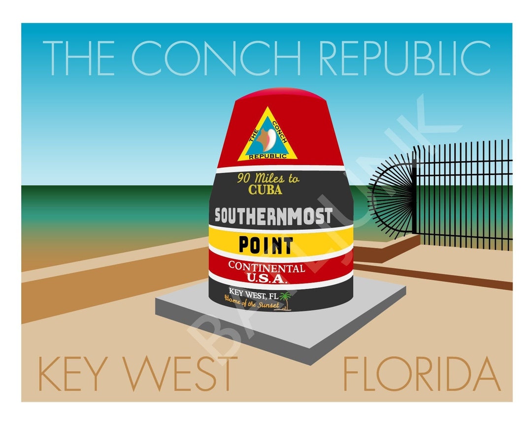Key West Southernmost Point USA Florida Printable Editable Vector ...