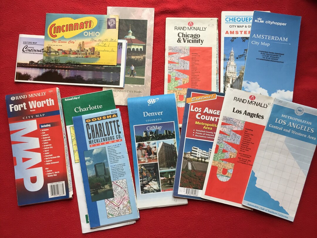 Vtg City Maps 1990s Los Angeles, LA, Amsterdam, Chicago, Charlotte ...