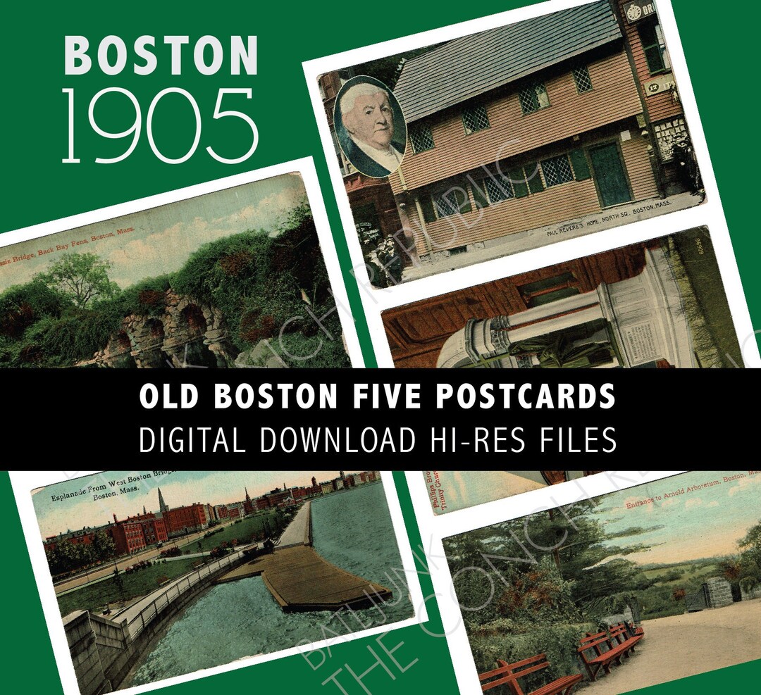 1905 Boston Postcards, Five 5 Cards, Digital Files, Massachusetts ...