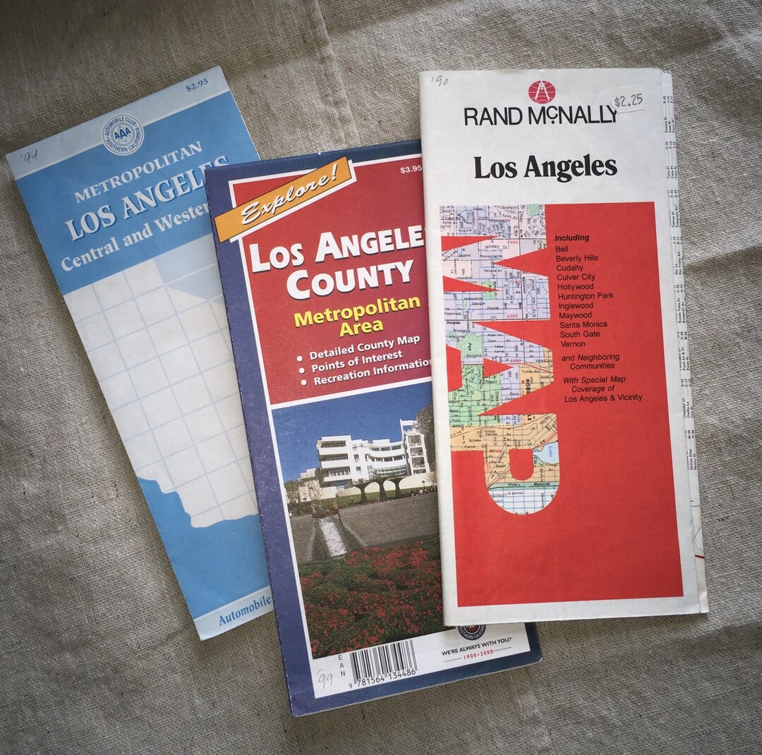 Vintage 90s Los Angeles Maps Road and Street Maps California, Sold ...