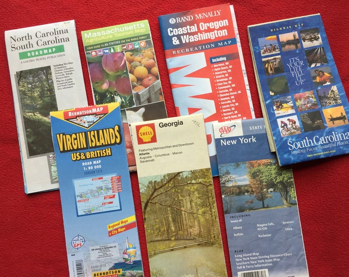 Vtg Maps 90s US States Territories Oregon Georgia Washington NY North ...