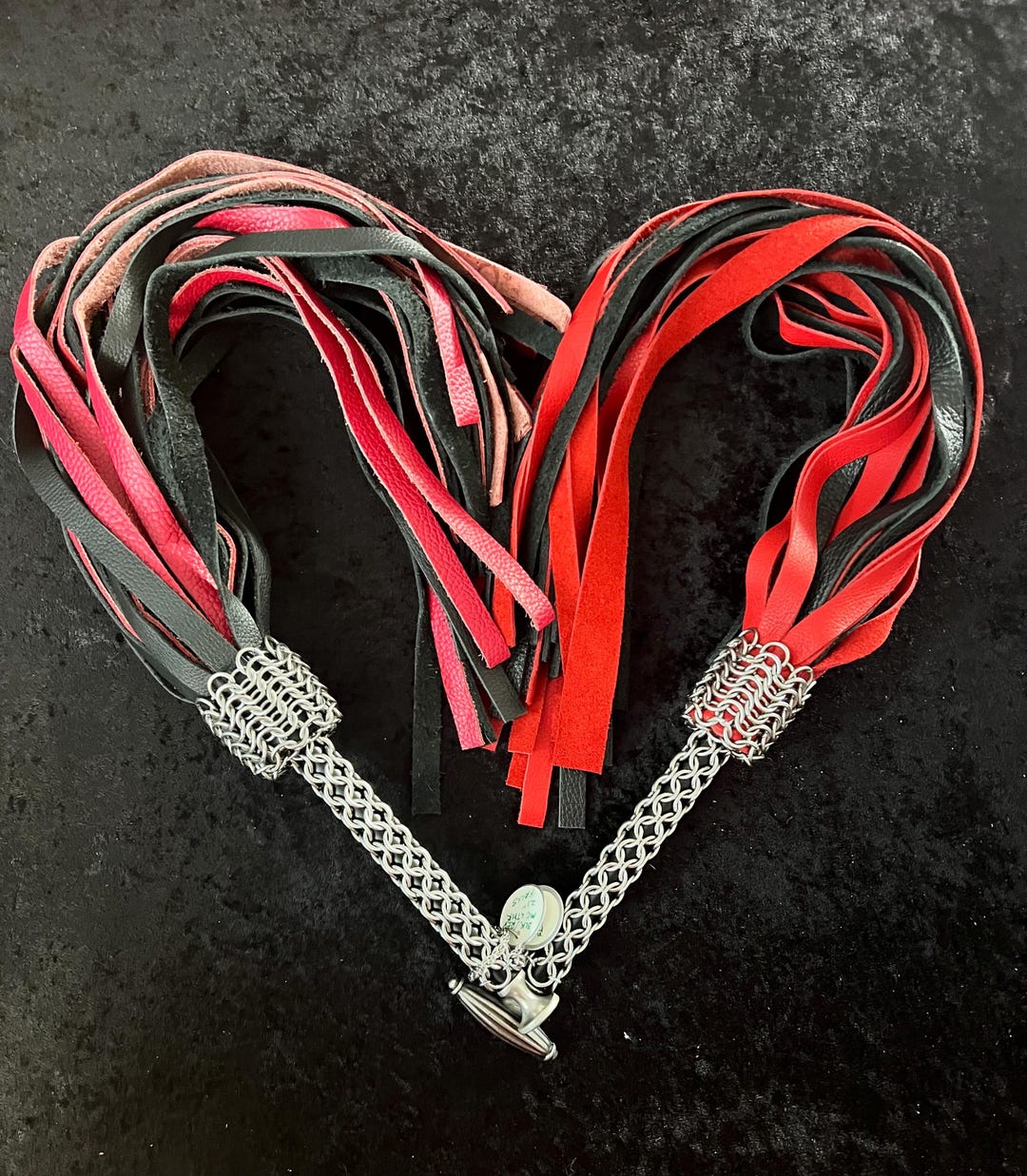 Valentine’s Day Flogger Set Special - Long Leather Falls - Chainmail ...