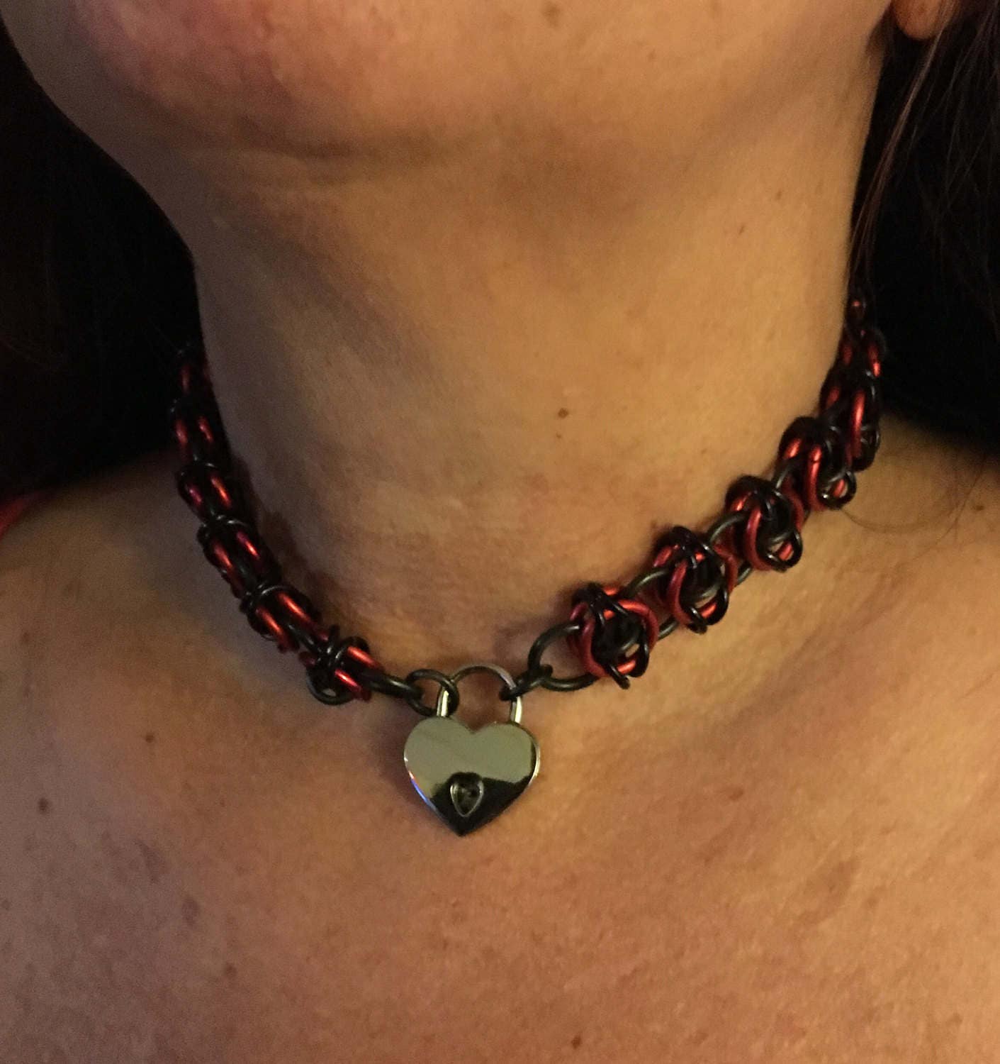 Chain Mail Collar W/heart Lock - Etsy