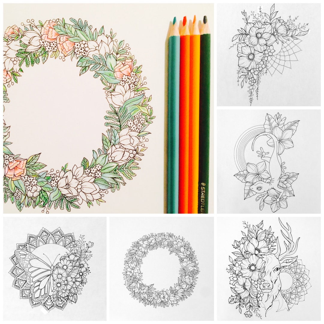 Printable Coloring Pages X5 Instant Download - Etsy