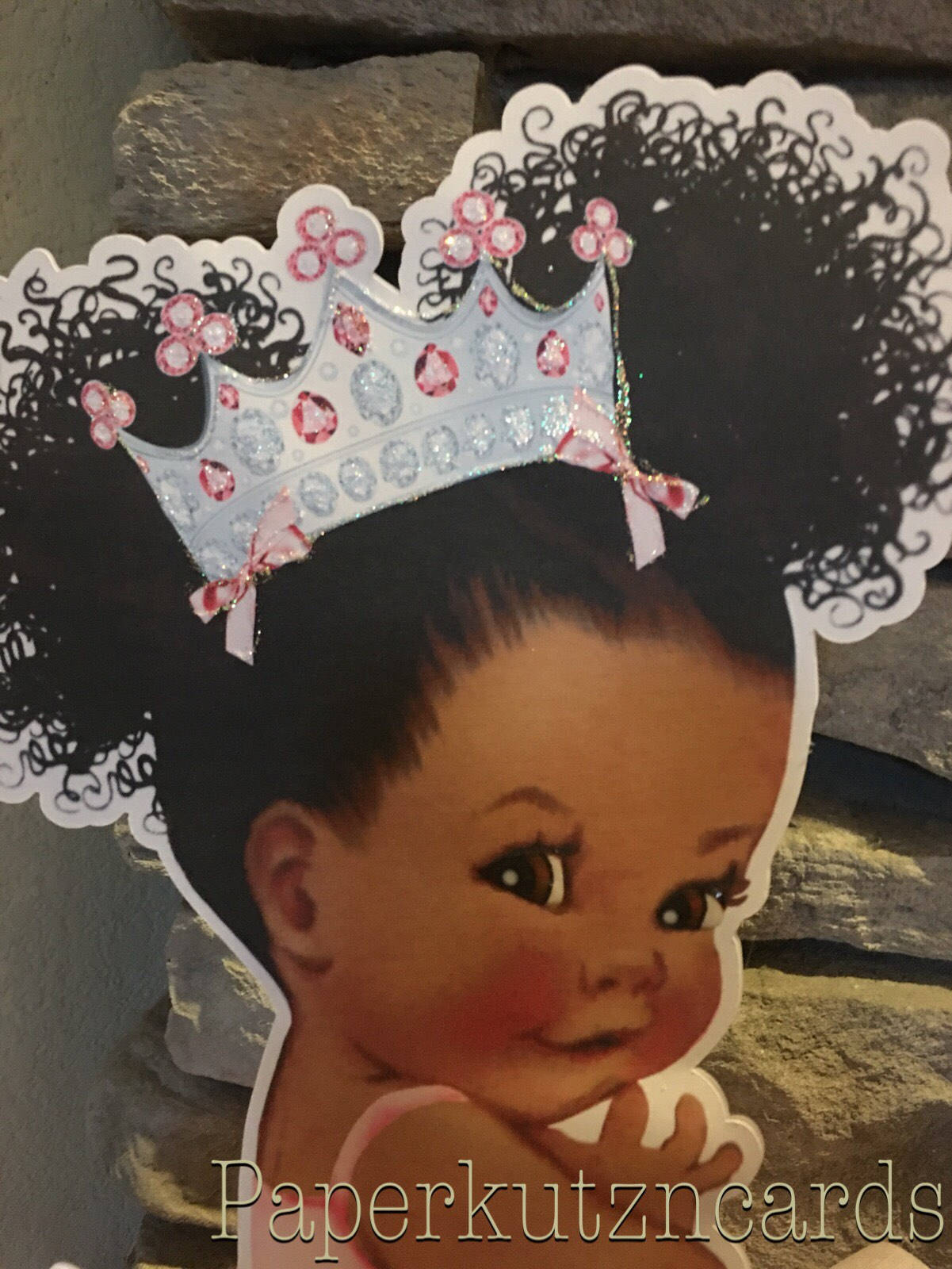 Afro puff baby silver crown african american baby Pink | Etsy