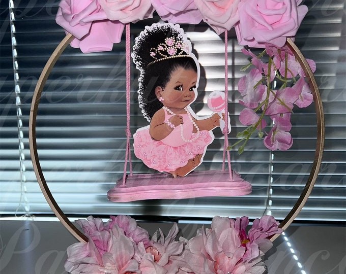 Afro Puff Baby Girl Swing Centerpiece, Baby Shower, Birthday Royal Baby ...