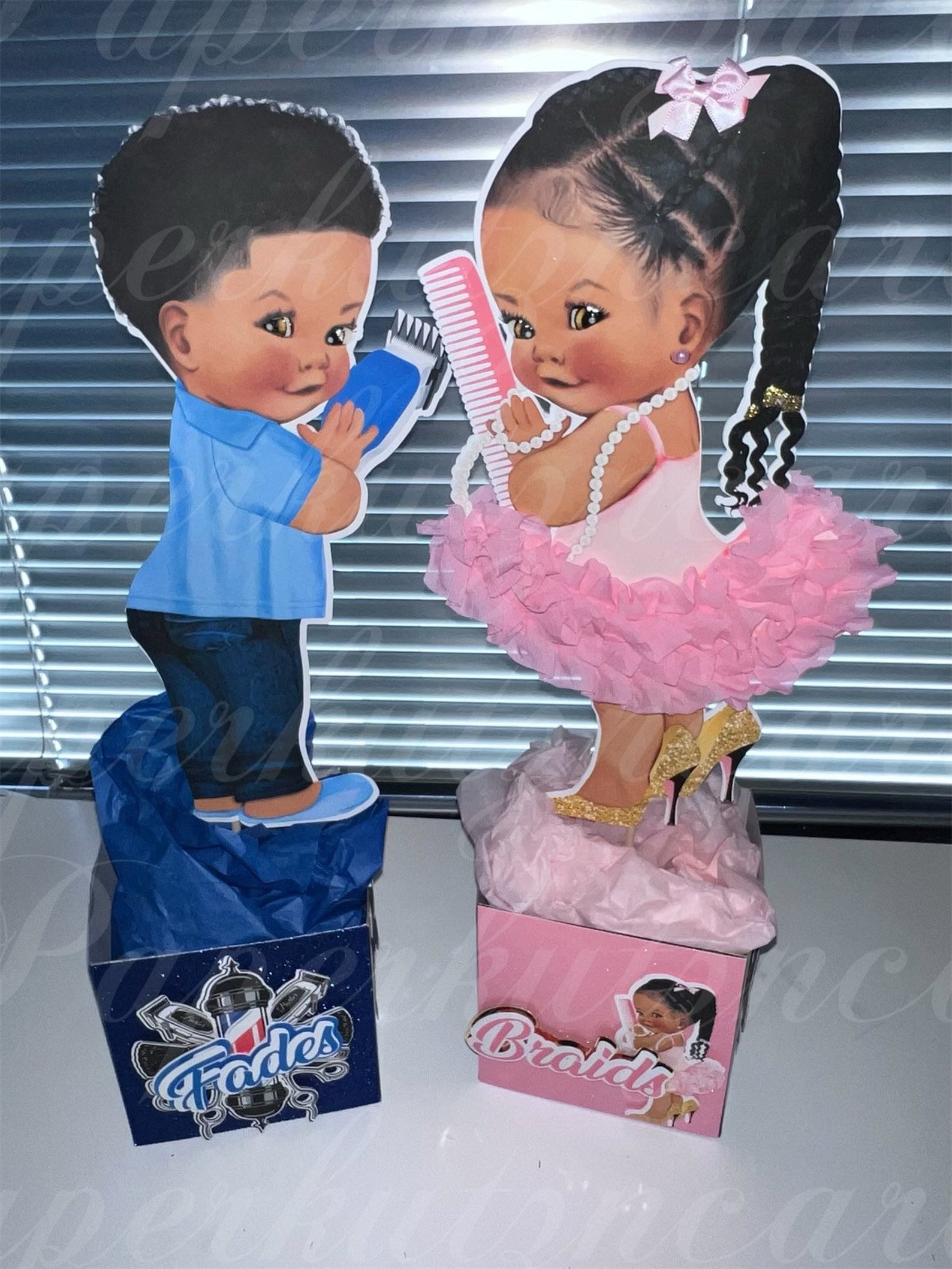 Gender Reveal Fades or Braids Centerpiece Set Baby Shower Table ... Gender Reveal Fades or Braids Centerpiece Set Baby Shower Table ...