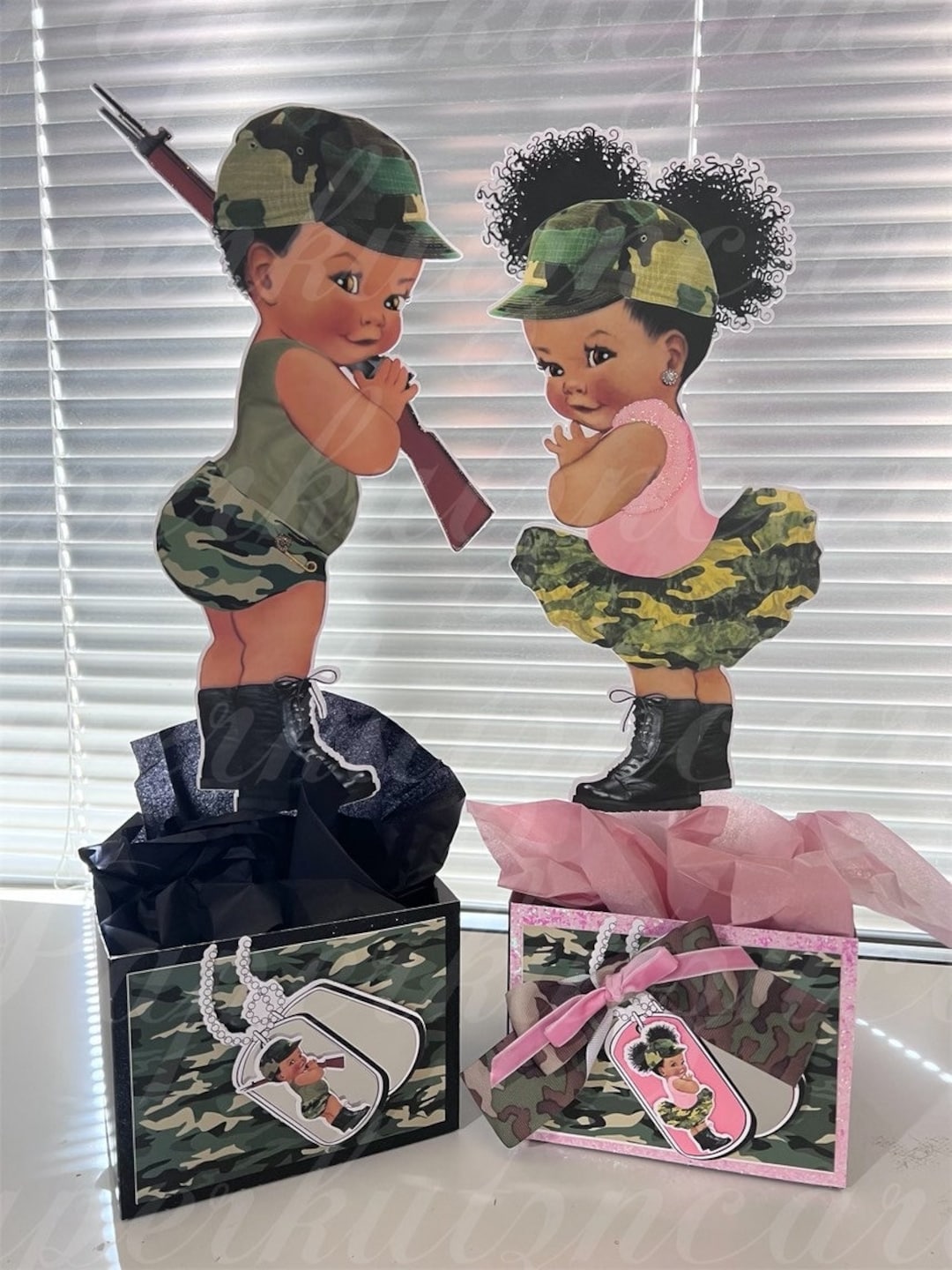 Gender Reveal Camouflage Rifle Army Lover Pink Baby Shower African ...