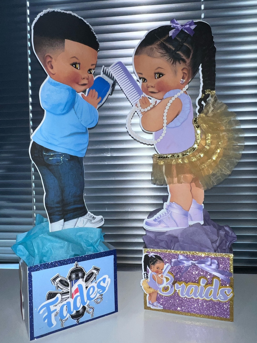 Gender Reveal Fades or Braids Centerpiece Set Baby Shower Table ... Gender Reveal Fades or Braids Centerpiece Set Baby Shower Table ...