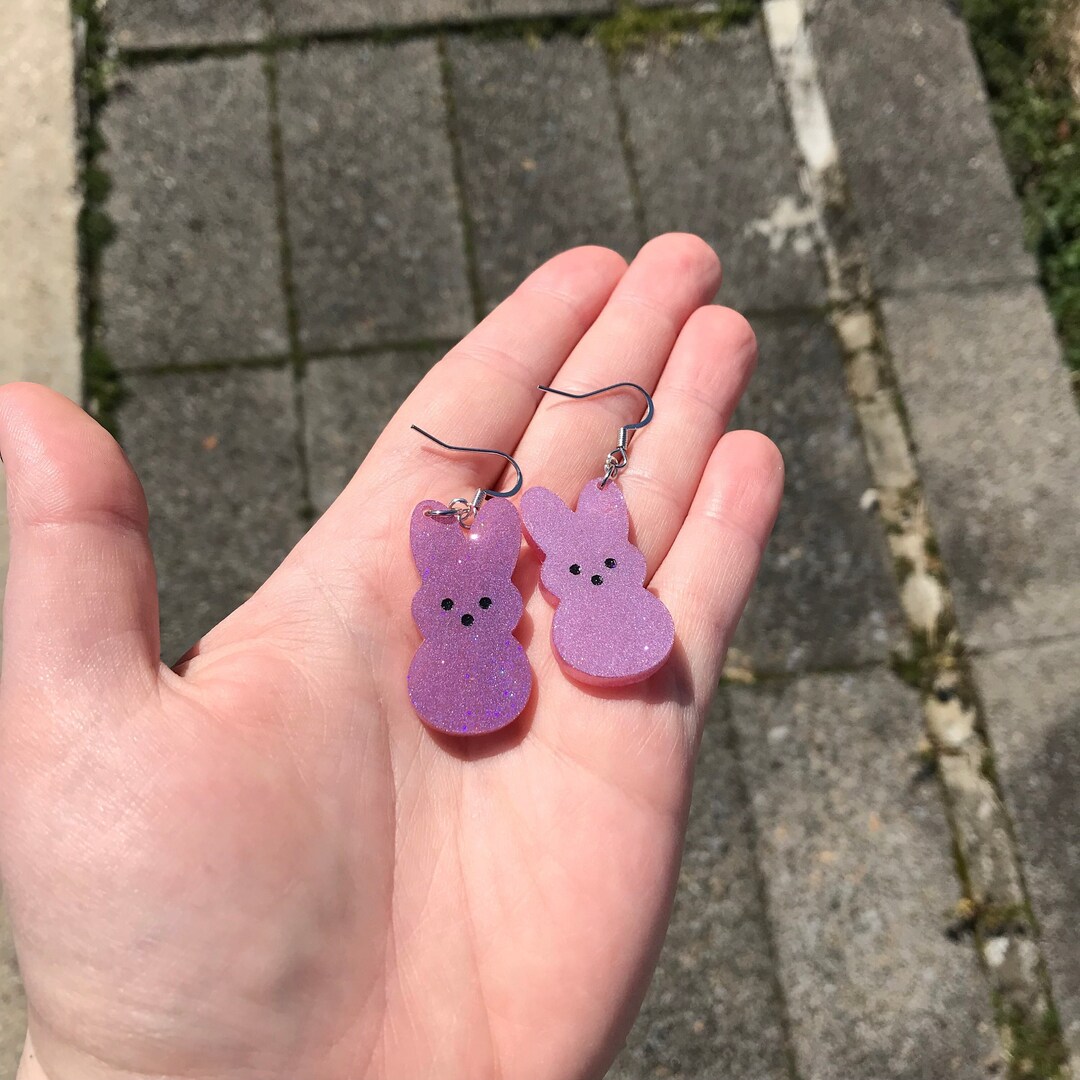 Pink Peep Earrings, Peeps, Pink Peep, Pink Earrings, Marshmallow Peeps ...