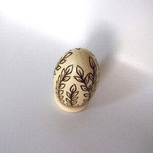 Decorated Wooden Egg- Wood Burned Egg, Wood and Gold Egg, Berry Design ...