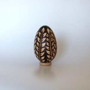 Decorated Wooden Egg- Wood Burned Egg, Woodland Design, Pyrography ...