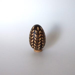 Decorated Wooden Egg- Wood Burned Egg, Woodland Design, Pyrography ...