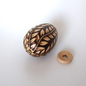 Decorated Wooden Egg- Wood Burned Egg, Woodland Design, Pyrography ...