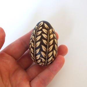 Decorated Wooden Egg- Wood Burned Egg, Woodland Design, Pyrography ...