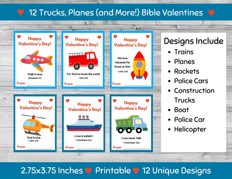 Bible Verse Valentine Cards, Printable, Christian Valentine's for Kids ...