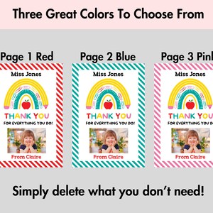 Teacher Appreciation Card With Child Photo, Editable Template, Photo ...