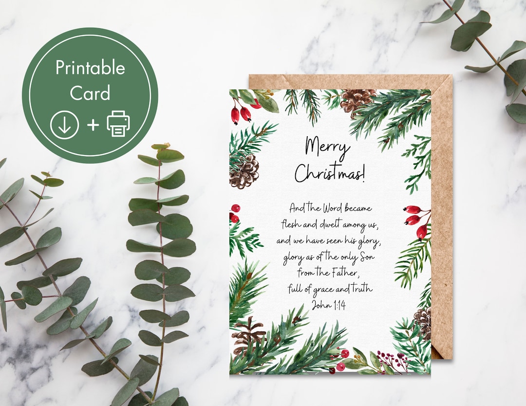 Christian Christmas Printable Card Religious Holiday Greeting Card ...