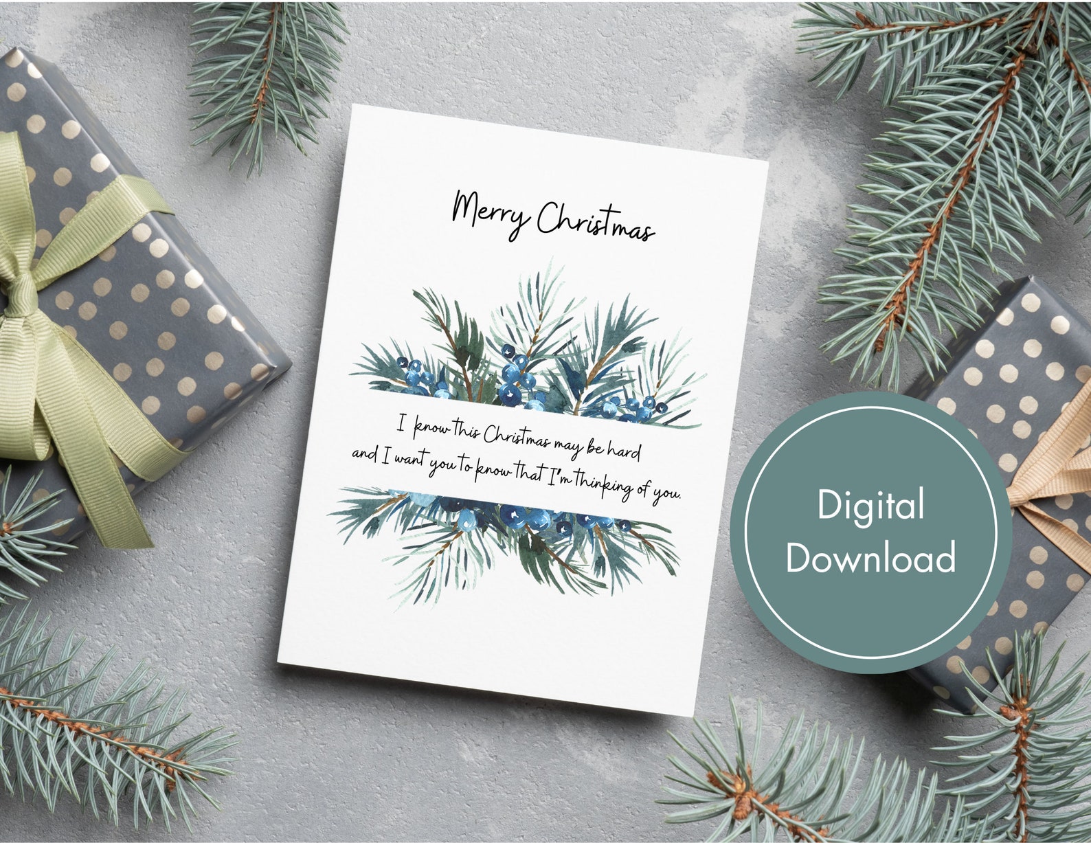 Printable Sympathy Christmas Card, Christmas Sympathy Card, Bereavement ...