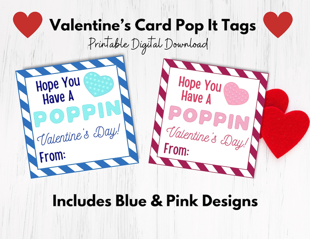 Valentine's Pop It Tags, Poppin' Labels, Popit Valentine's Cards ...
