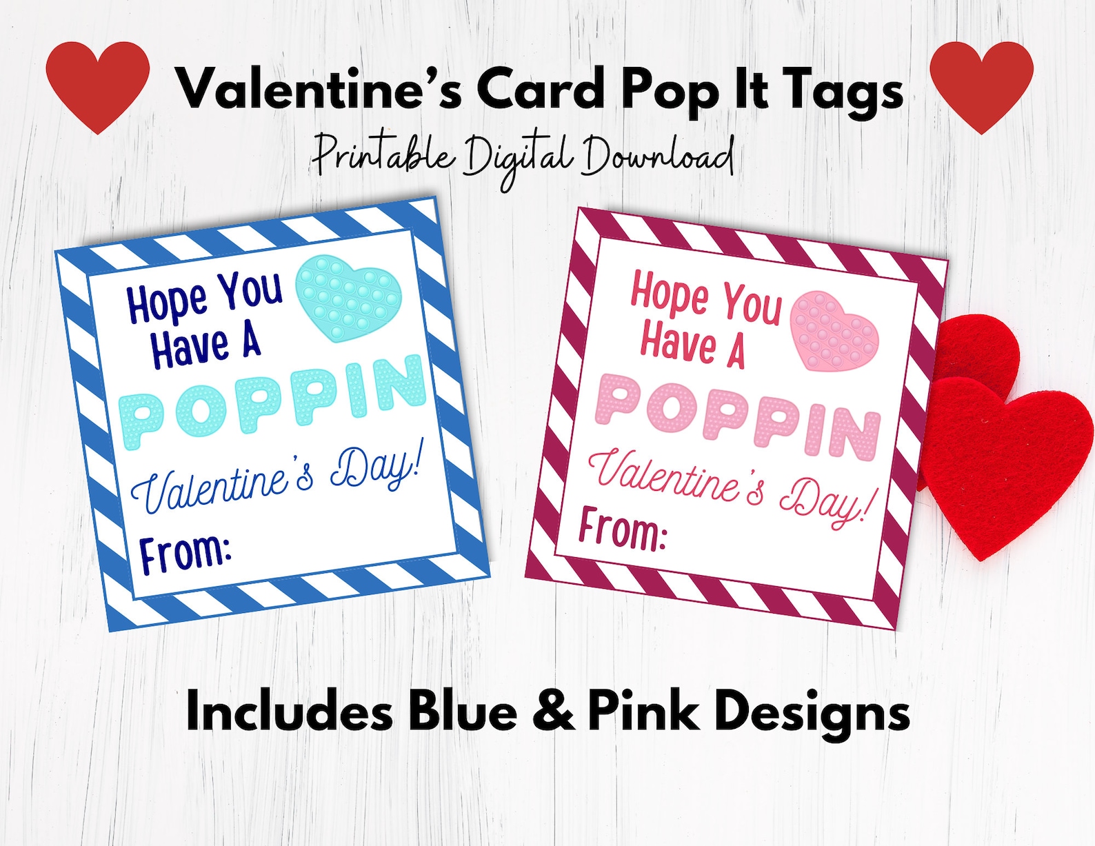 Valentine's Pop It Tags, Poppin' Labels, Popit Valentine's Cards ...