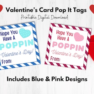 Valentine's Pop It Tags, Poppin' Labels, Popit Valentine's Cards ...