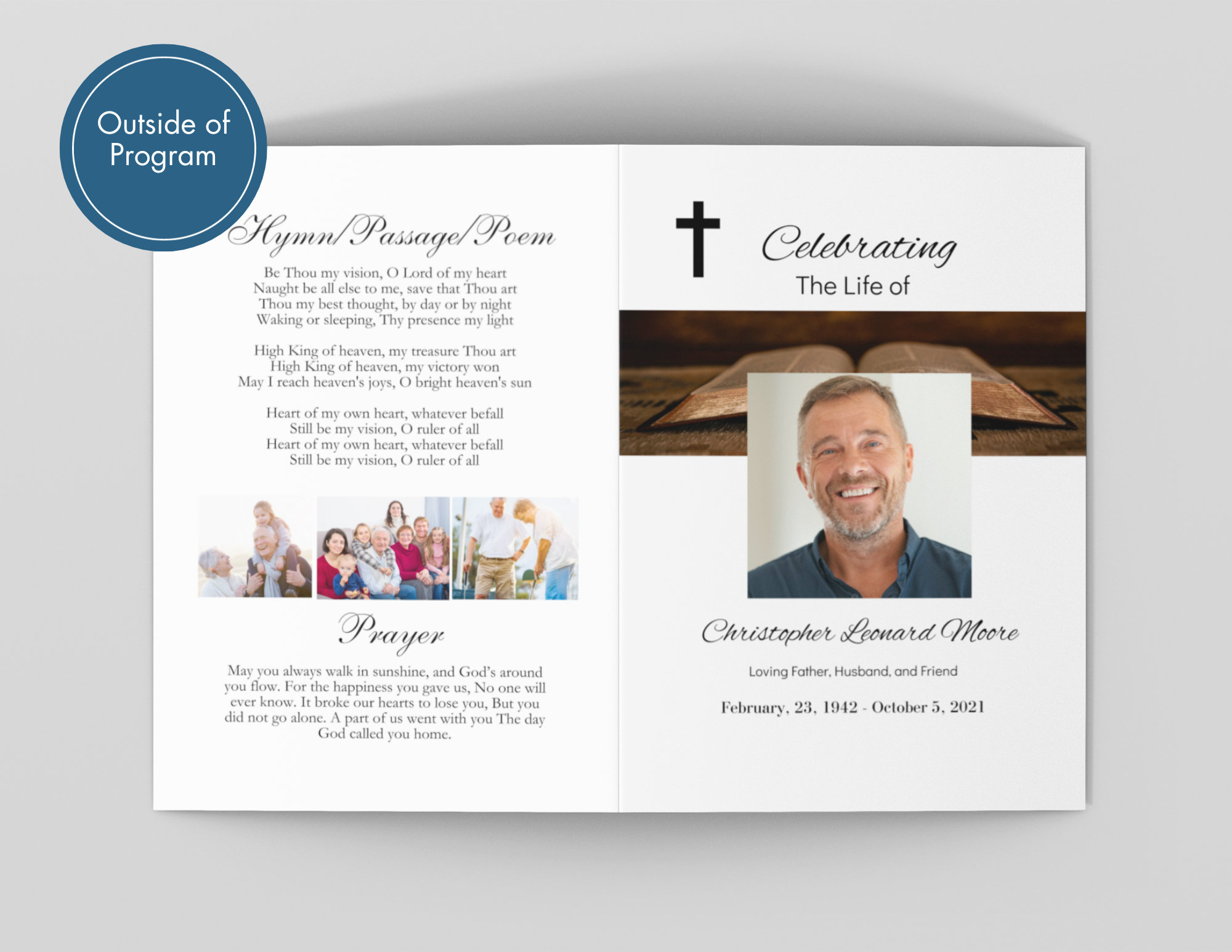 Editable Christian Funeral Program Template, Religious Funeral Program