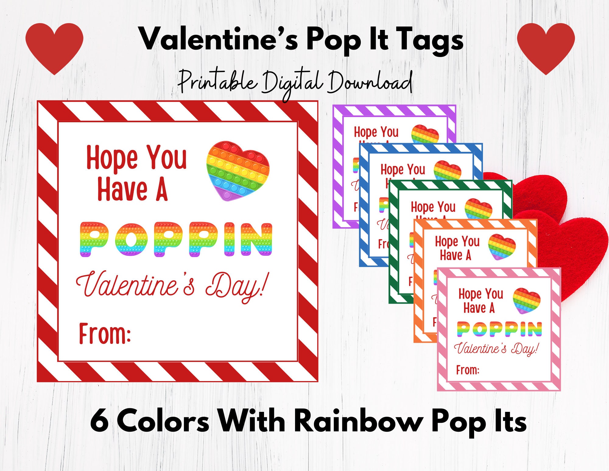 Printable Pop It Valentines Tags, Digital Download, Popit Valentine's ...