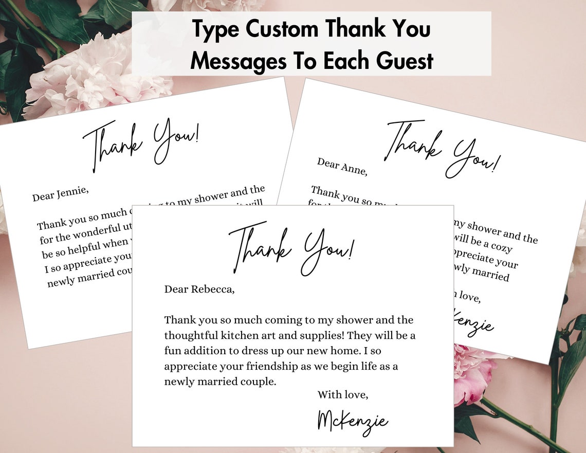 Template for Individualized Thank You Cards, Type Each Message ...