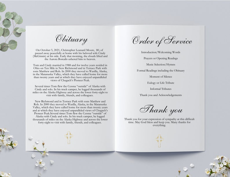 Funeral Program Template, Christian Funeral Program, Funeral Program ...