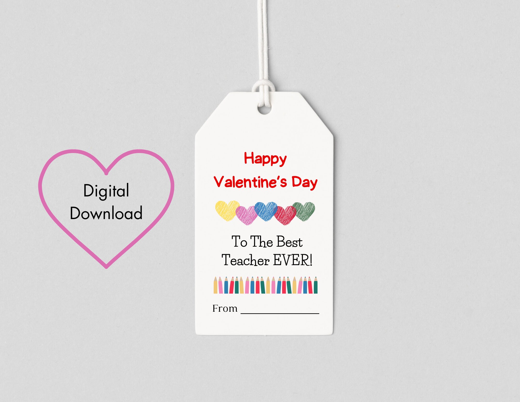 Valentine Teacher Gift Tag, Printable Teacher Valentine Gift Tags ...