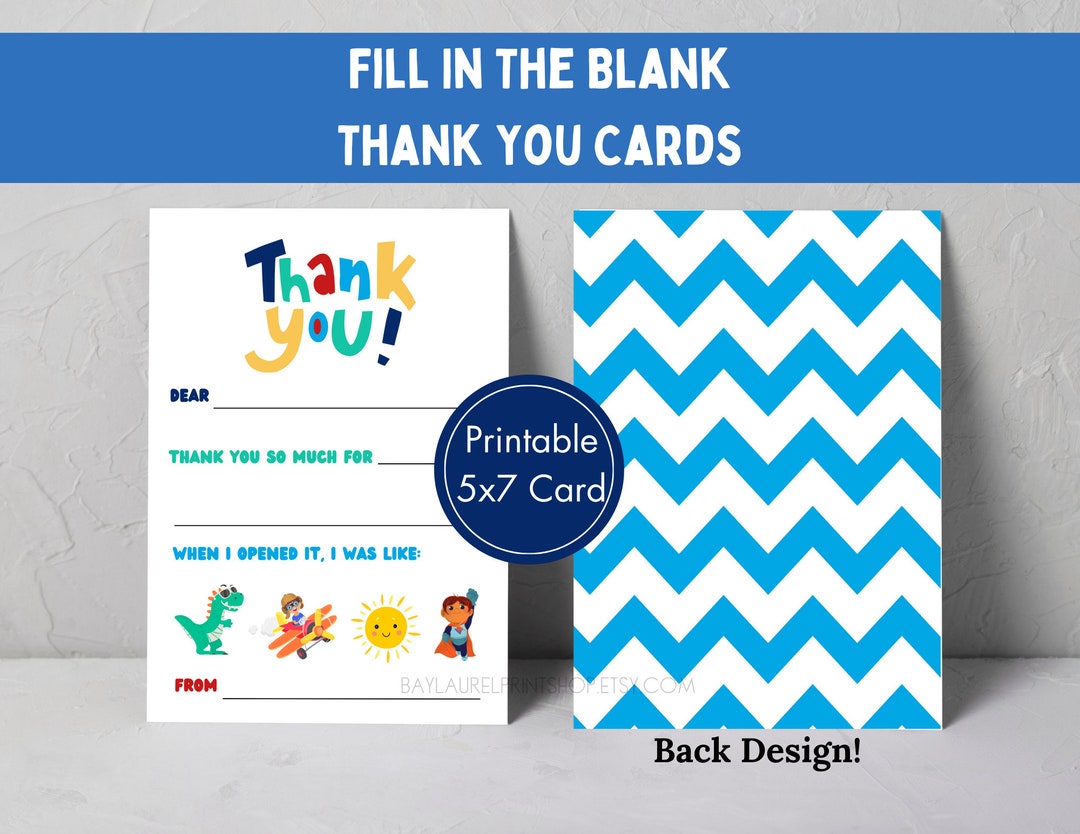 Fill in the Blank Thank You Boy | Printable | Fill in Blank | Kids ...