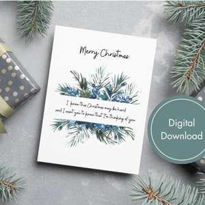 Printable Sympathy Christmas Card, After Loss, Digital, Sympathy Card ...