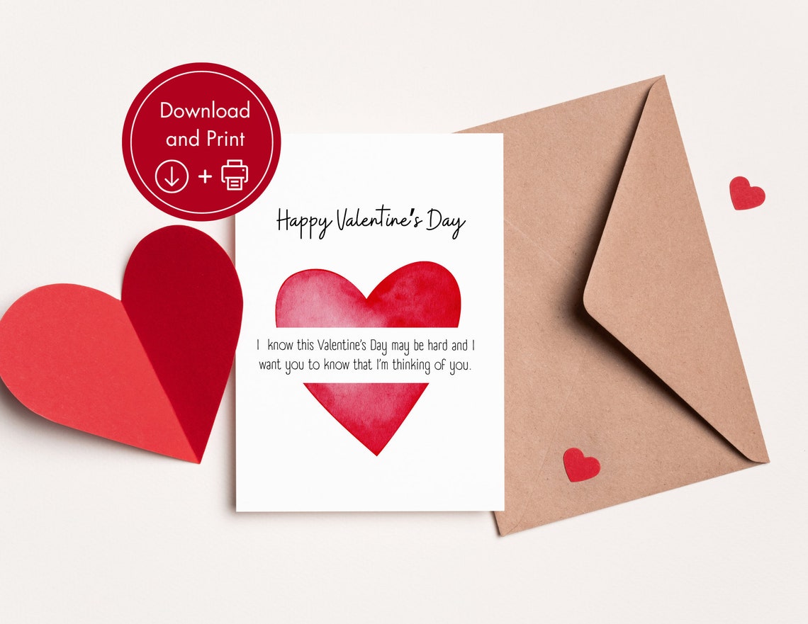 Printable Sympathy Valentine Card, Condolences Valentine's Day Card ...