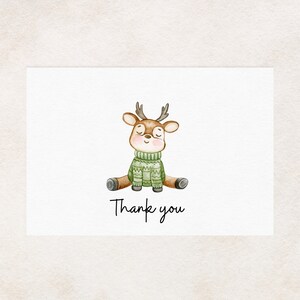 Printable Christmas Thank You Card Set, Winter Wonderland Animals ...